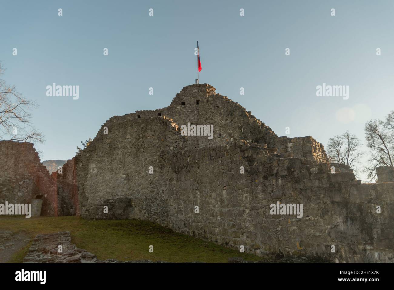 Schellenberg, Liechtenstein, December 31, 2021 Historic old castle ruin ...