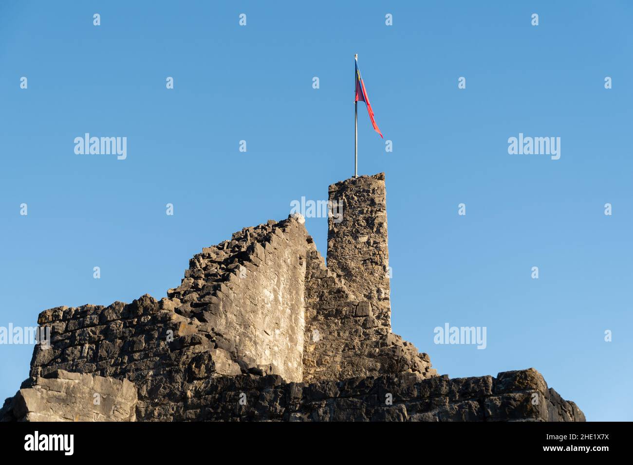 Schellenberg, Liechtenstein, December 31, 2021 Historic old castle ruin ...
