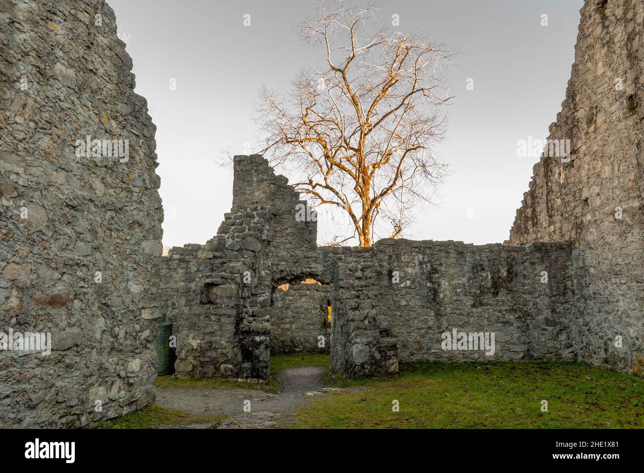 Schellenberg, Liechtenstein, December 31, 2021 Historic old castle ruin ...