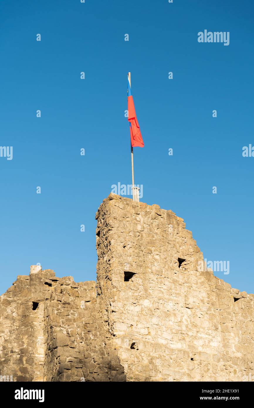 Schellenberg, Liechtenstein, December 31, 2021 Historic old castle ruin ...