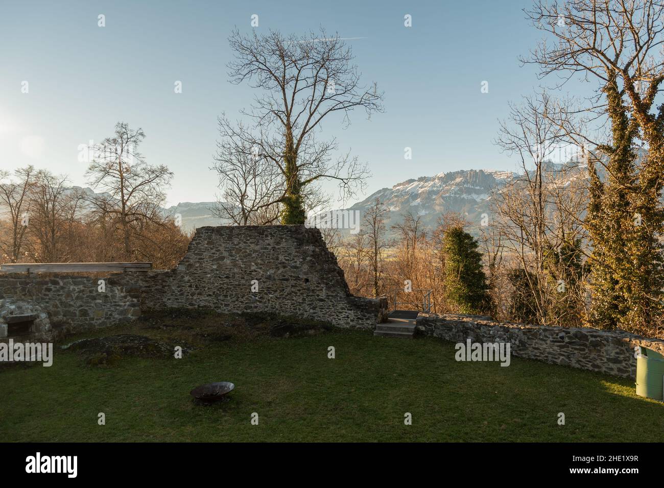 Schellenberg, Liechtenstein, December 31, 2021 Historic old castle ruin ...