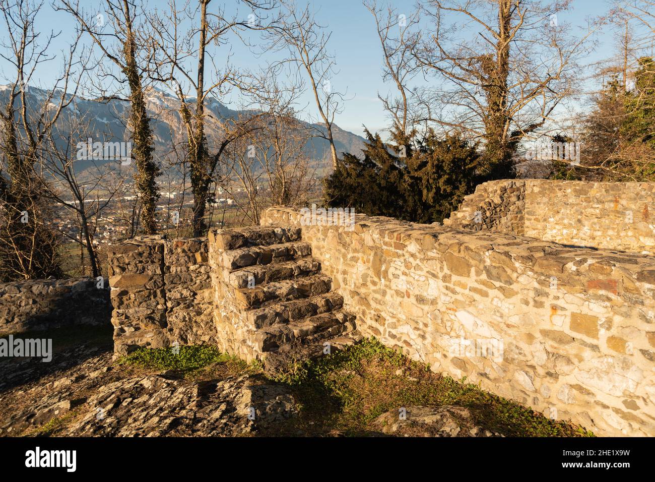 Schellenberg, Liechtenstein, December 31, 2021 Historic old castle ruin ...