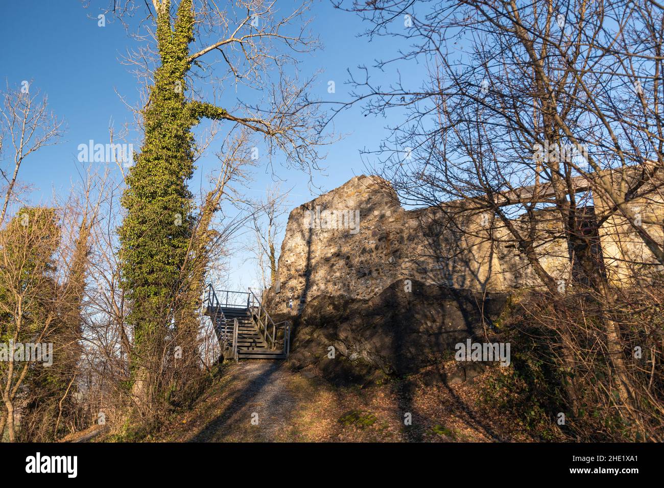 Schellenberg, Liechtenstein, December 31, 2021 Historic old castle ruin ...