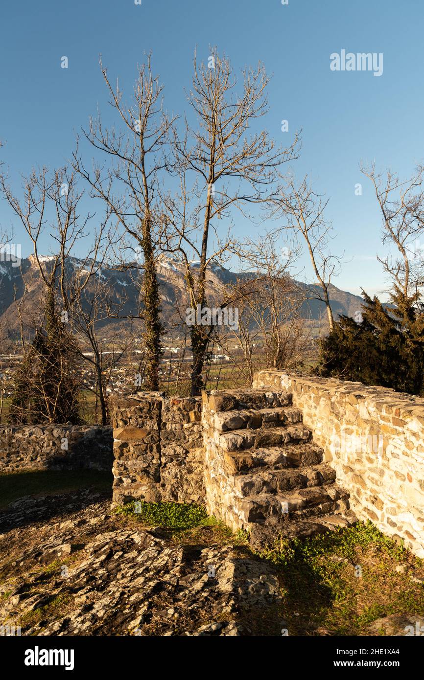 Schellenberg, Liechtenstein, December 31, 2021 Historic old castle ruin ...