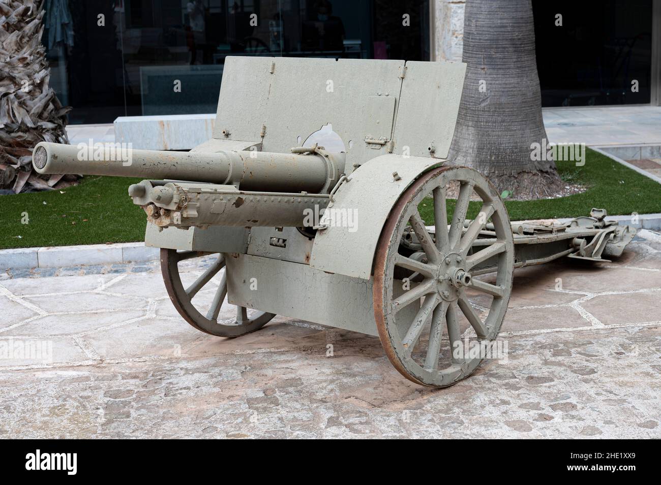 Field cannon with wheels, it's from war Stock Photo - Alamy