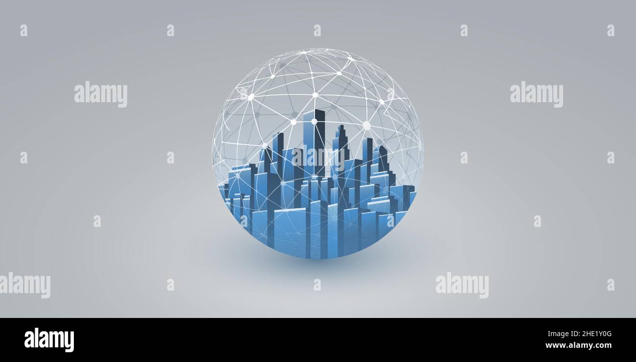 Smart City, Cloud Computing Design Concept with Transparent Globe ...