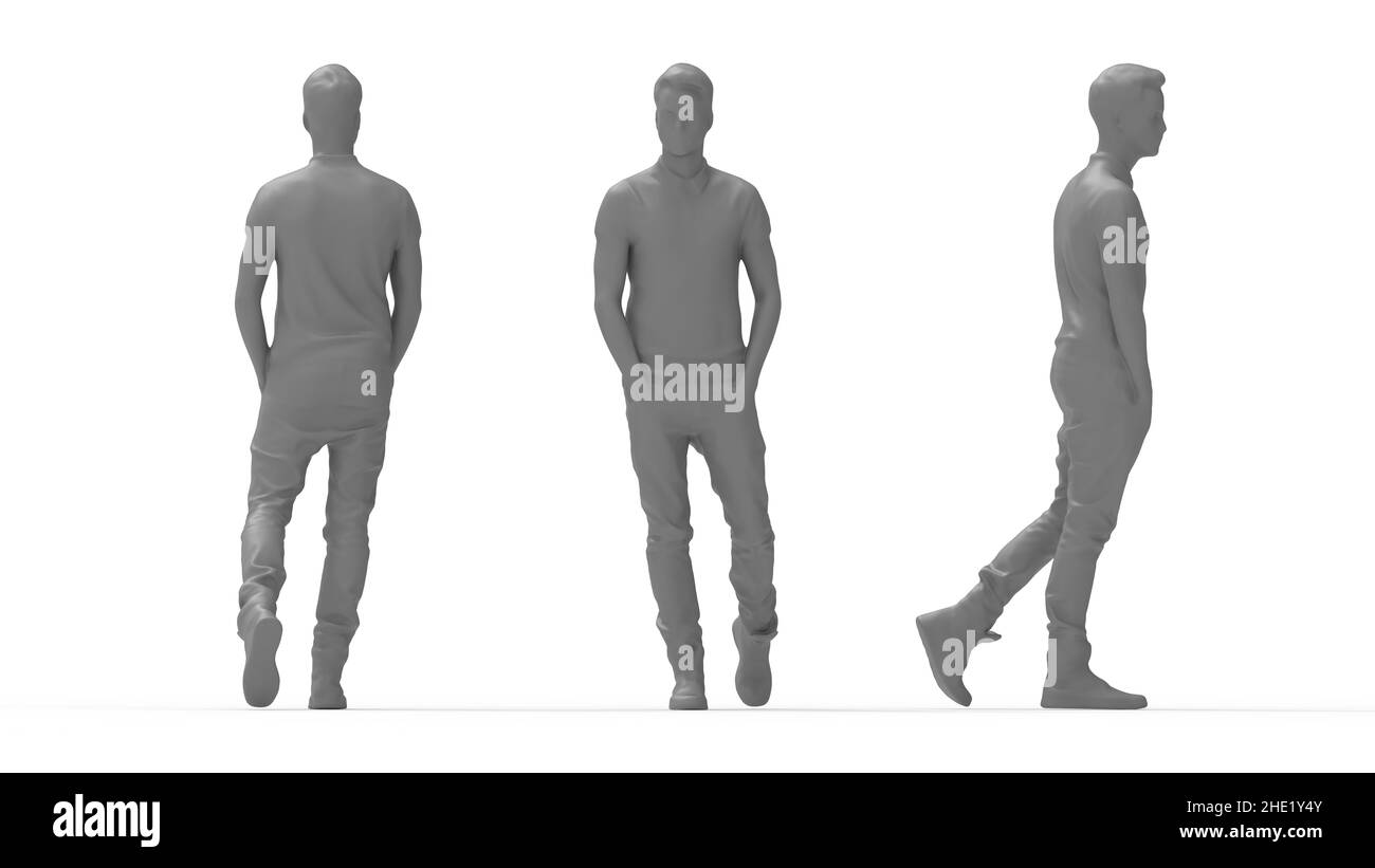 3D rendering of a casual dressed young man computer model isolated on ...