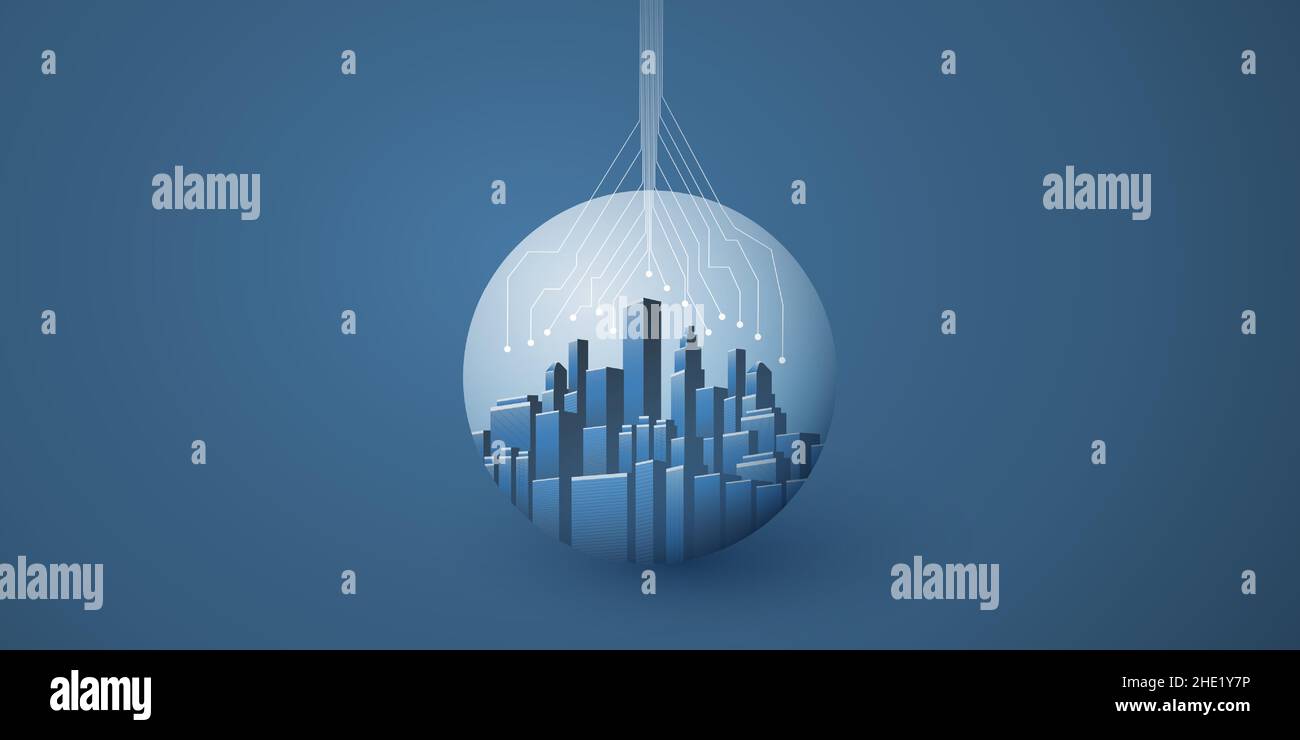 Smart City, Cloud Computing Design Concept with Cityscape in a ...