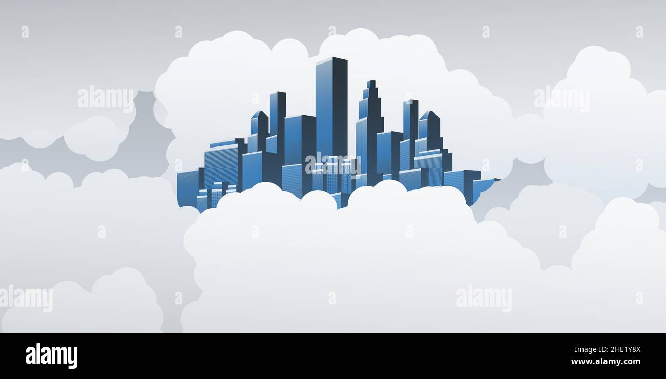 Smart City, Cloud Computing Design Concept with City in the Clouds ...