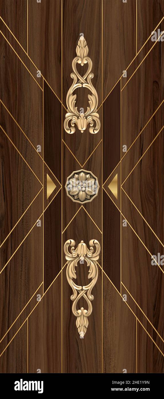 3D Royal Door design background, Laminate Wooden High quality Baroque ...