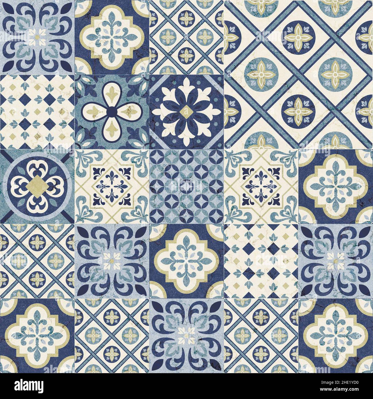 Seamless Colorful Patchwork Moroccan Tile Motifs Majolica Pottery Tile