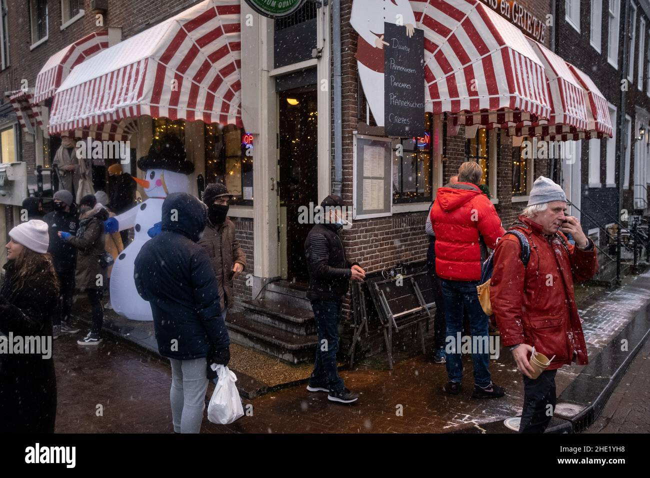 Netherlands, Amsterdam, January 2021. Illustration of daily life in ...