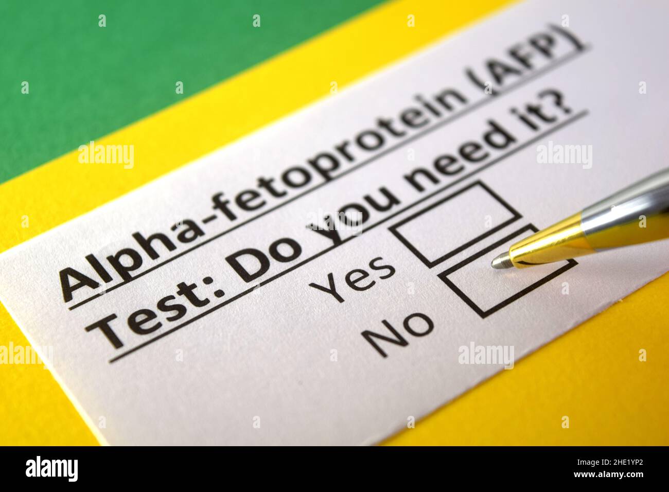 One person is answering question about alpha fetoprotein test Stock ...