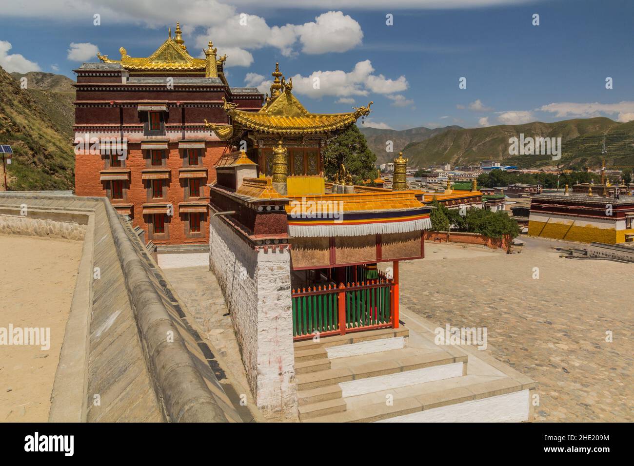 Buildings of Labrang Monastery in Xiahe town, Gansu province, China ...
