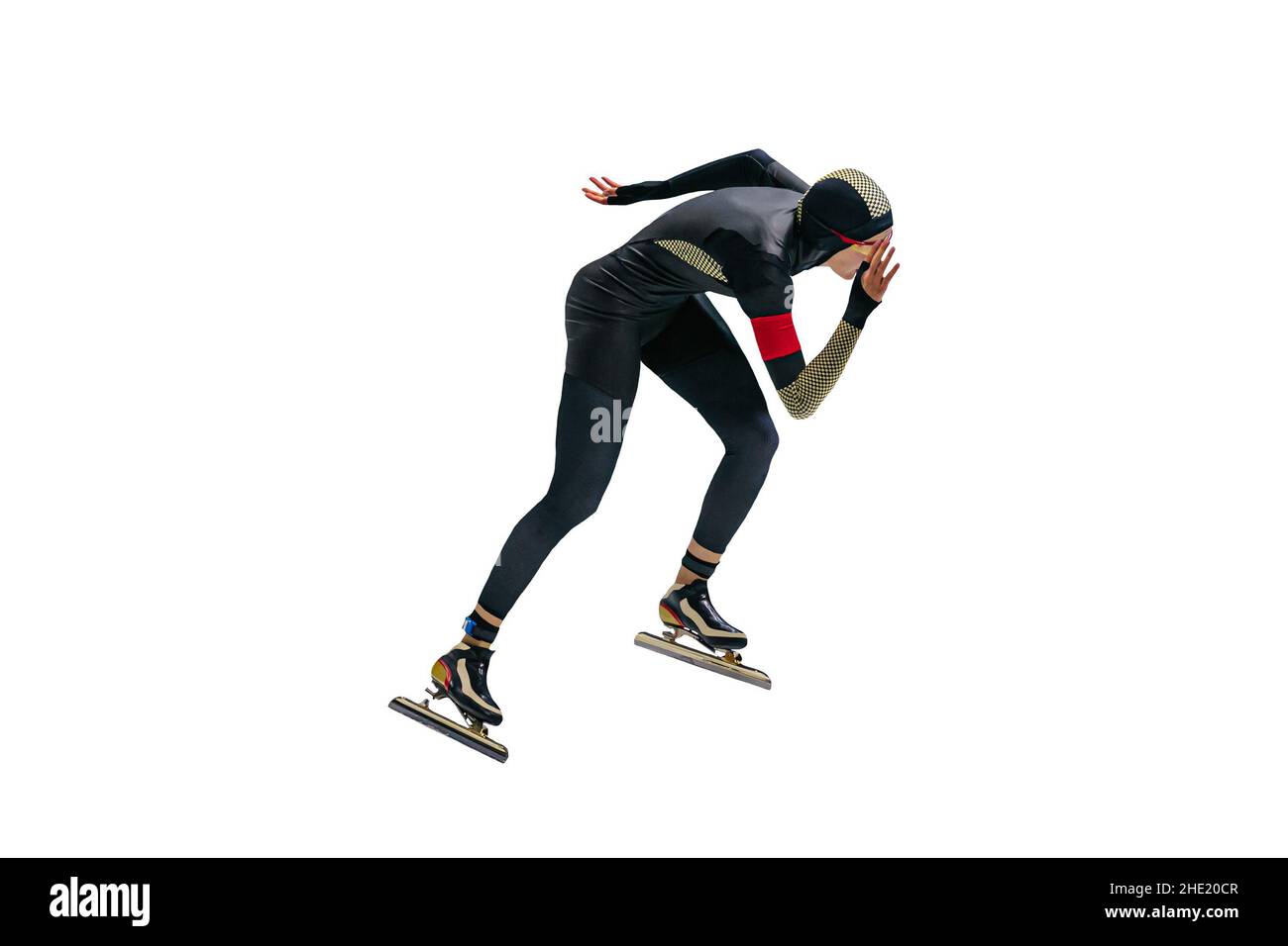 male athlete speed skater in white background Stock Photo - Alamy