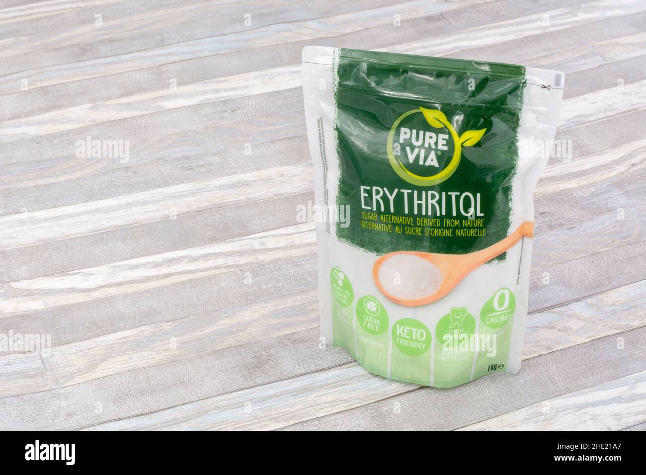 Plastic packet of the natural sucrose sugar alternative Erythritol ...