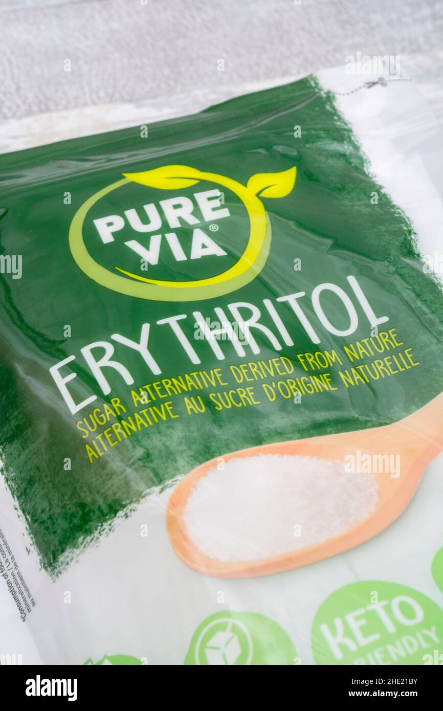 Plastic packet of the natural sucrose sugar alternative Erythritol ...