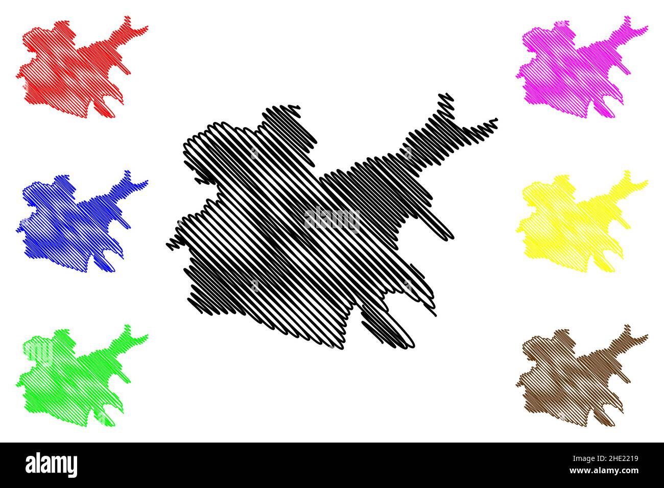 Thoubal district (Manipur State, Republic of India) map vector ...