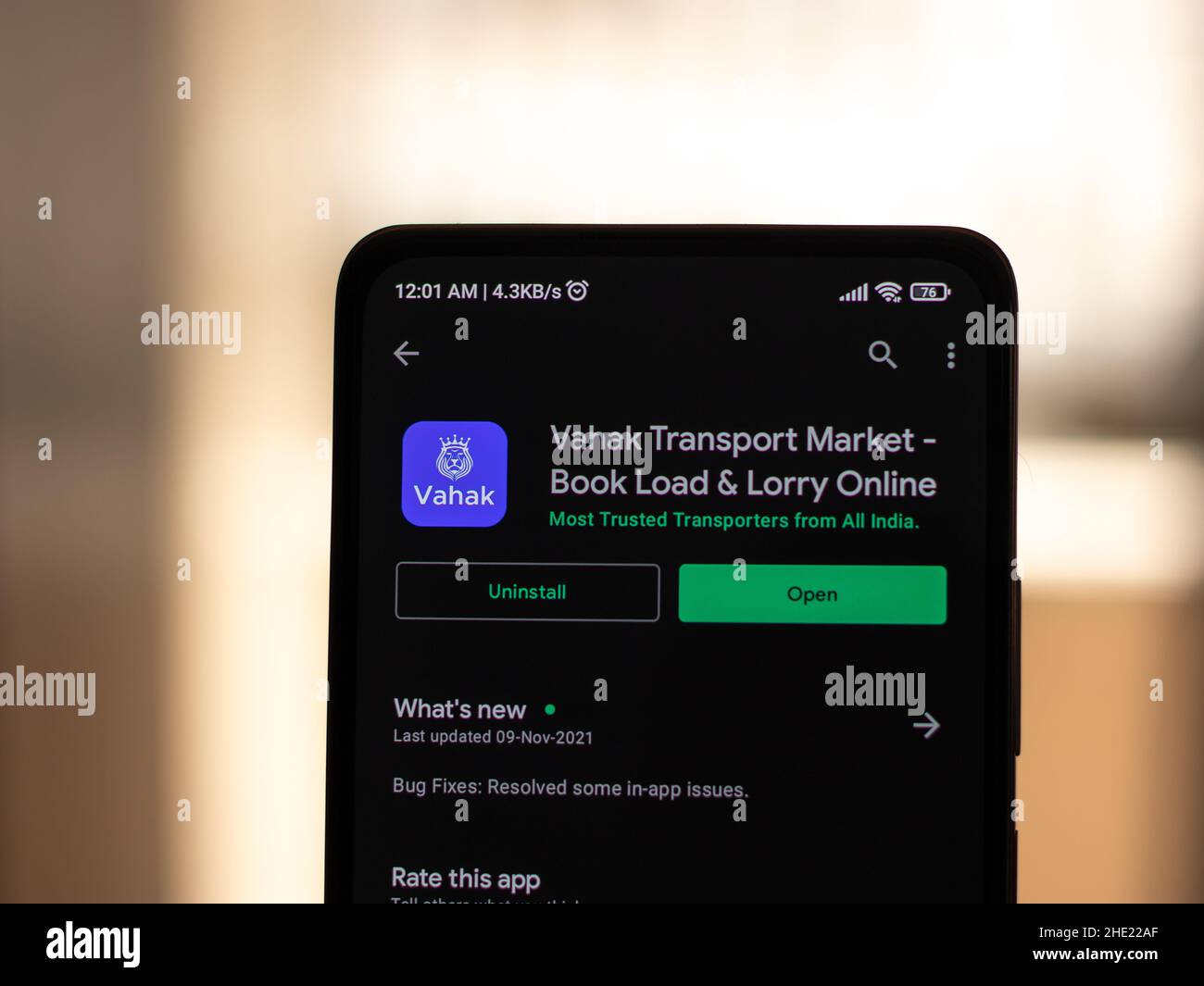 West Bangal, India - December 15, 2021 : Vahak logo on phone screen ...