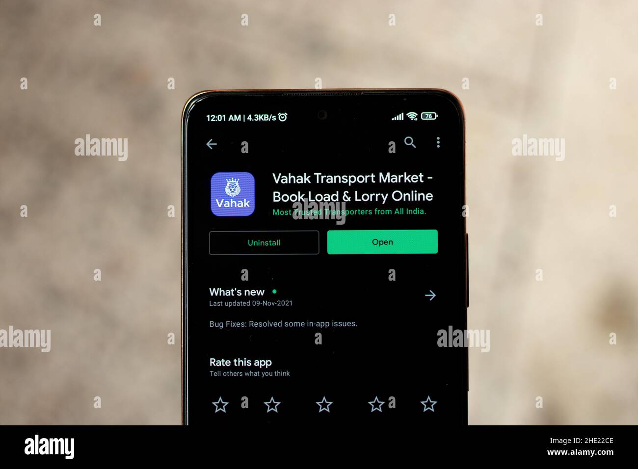 West Bangal, India - December 15, 2021 : Vahak logo on phone screen ...
