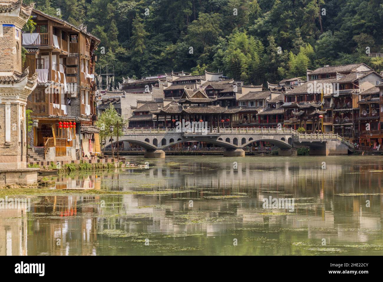 Riverside houses in Fenghuang Ancient City, Hunan province, China Stock ...