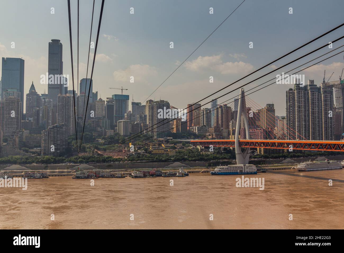Yangtze River Ropeway and Dongshuimen Bridge in Chongqing, China Stock ...