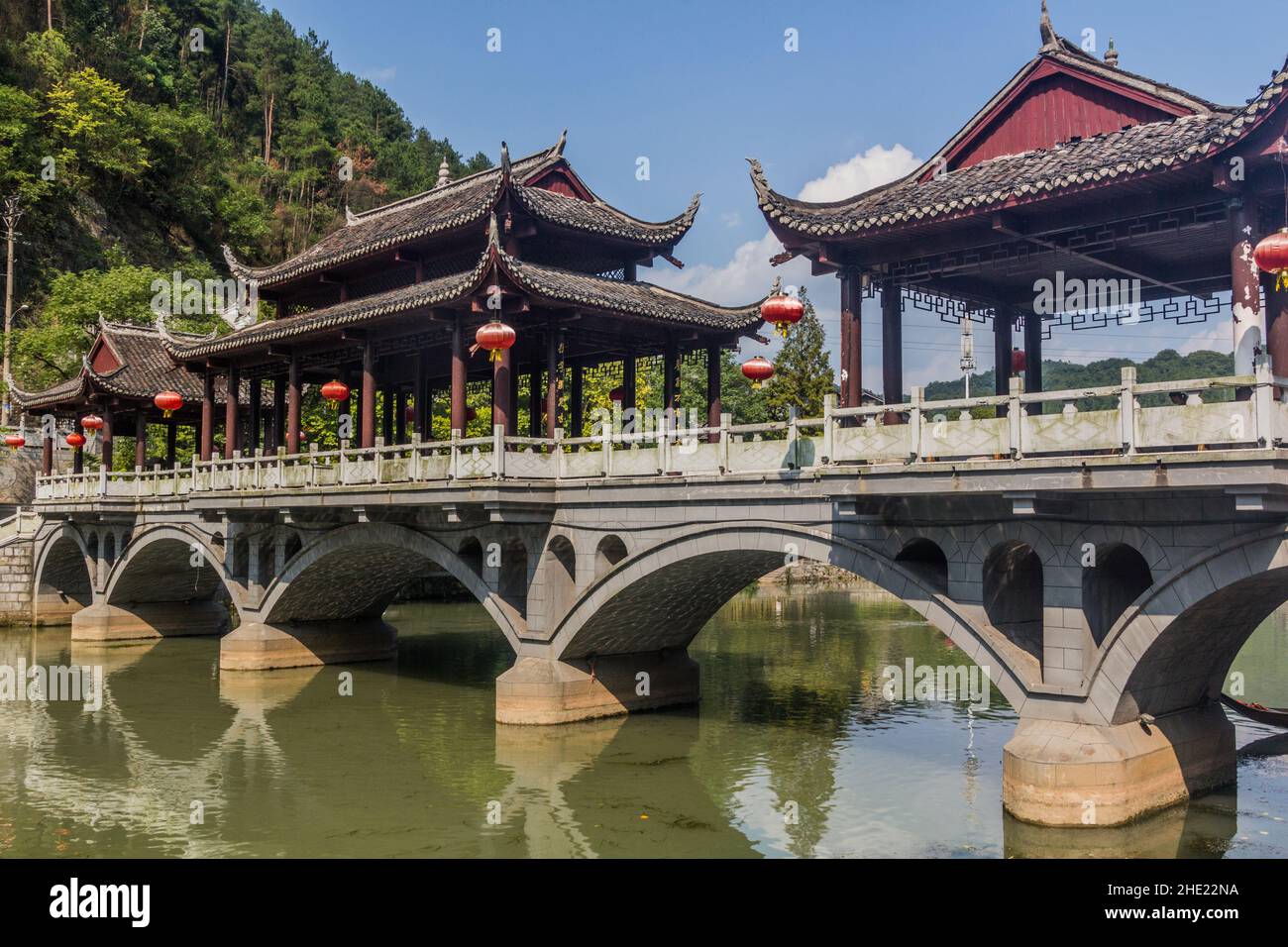 Bridge crossing Tuo river in Fenghuang Ancient City, Hunan province ...