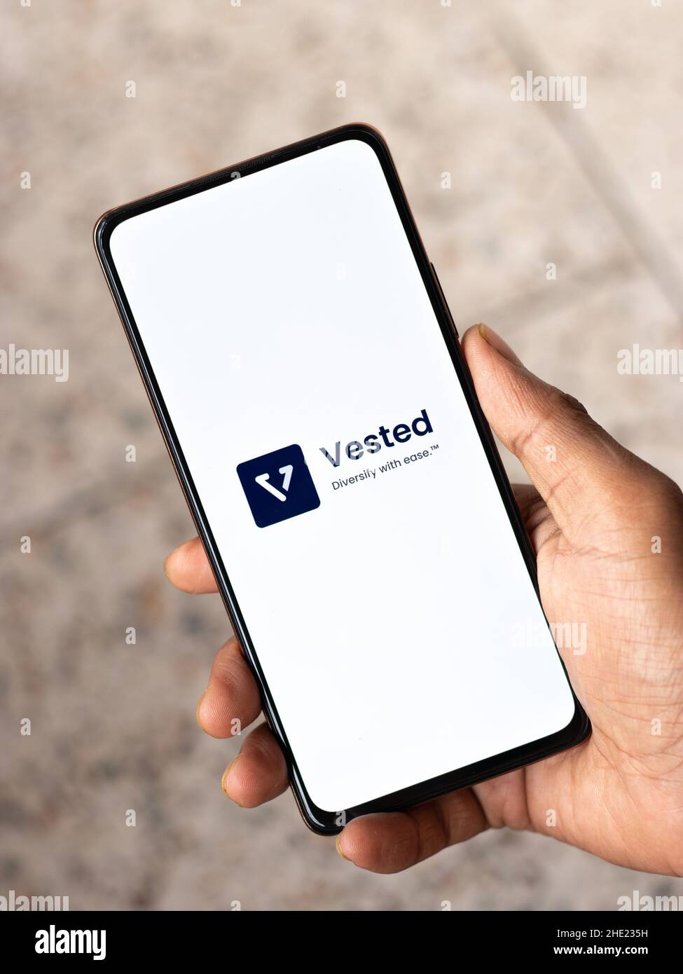 West Bangal, India - December 15, 2021 : Vested logo on phone screen ...
