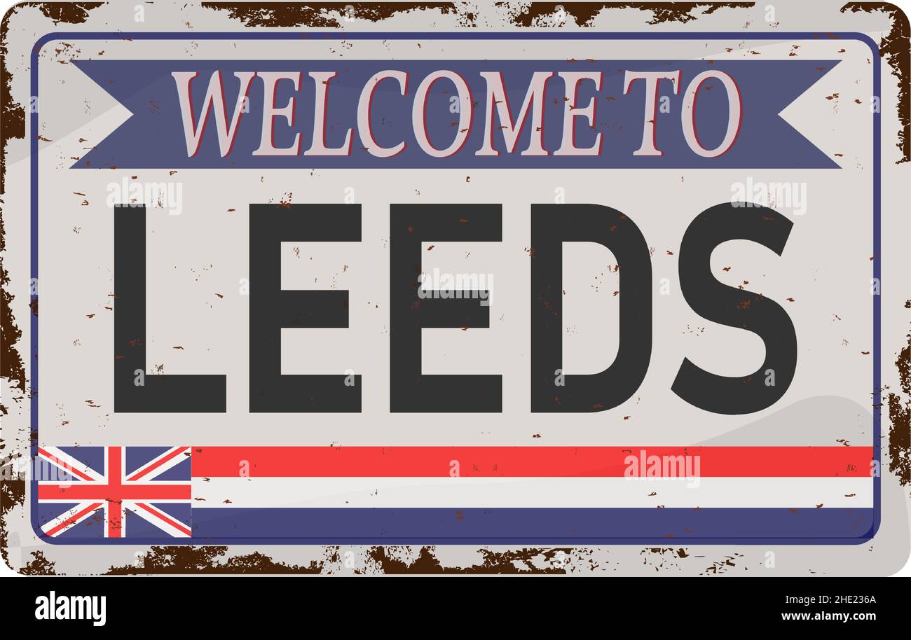 Leeds metal road sign plate isolated on white background Stock Vector ...
