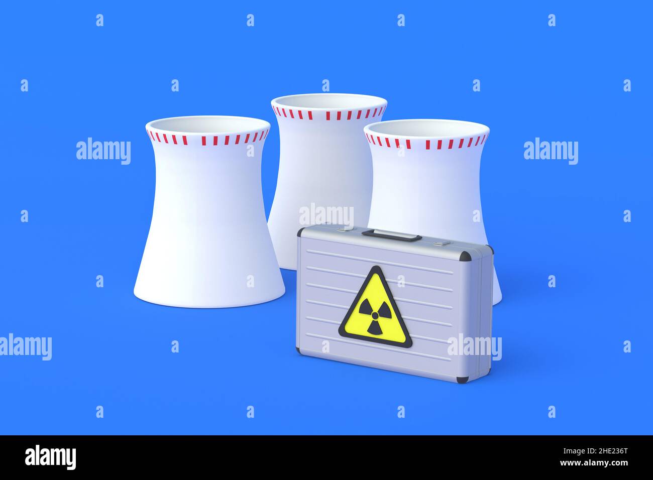 Metal suitcase near nuclear power station. Transportation of ...