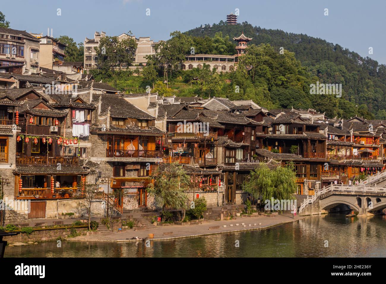 Riverside houses in Fenghuang Ancient Town, Hunan province, China Stock ...