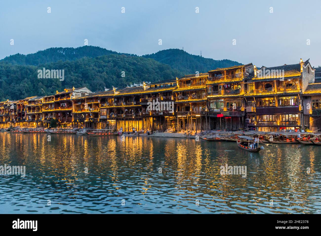 Riverside houses in Fenghuang Ancient Town, Hunan province, China Stock ...
