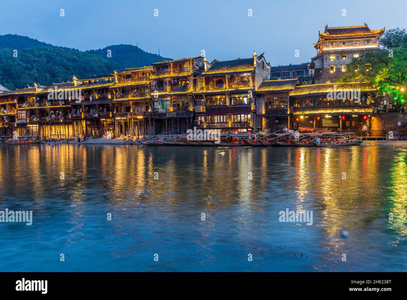 Riverside houses in Fenghuang Ancient Town, Hunan province, China Stock ...