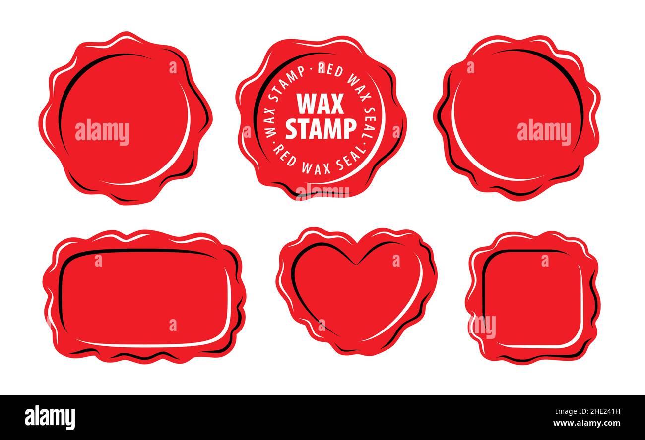 Set of vector isolated red wax stamp. Old wax seal illustration Stock ... Set of vector isolated red wax stamp. Old wax seal illustration Stock ...