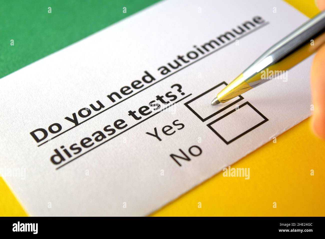 One person is answering question about autoimmune disease test Stock ...