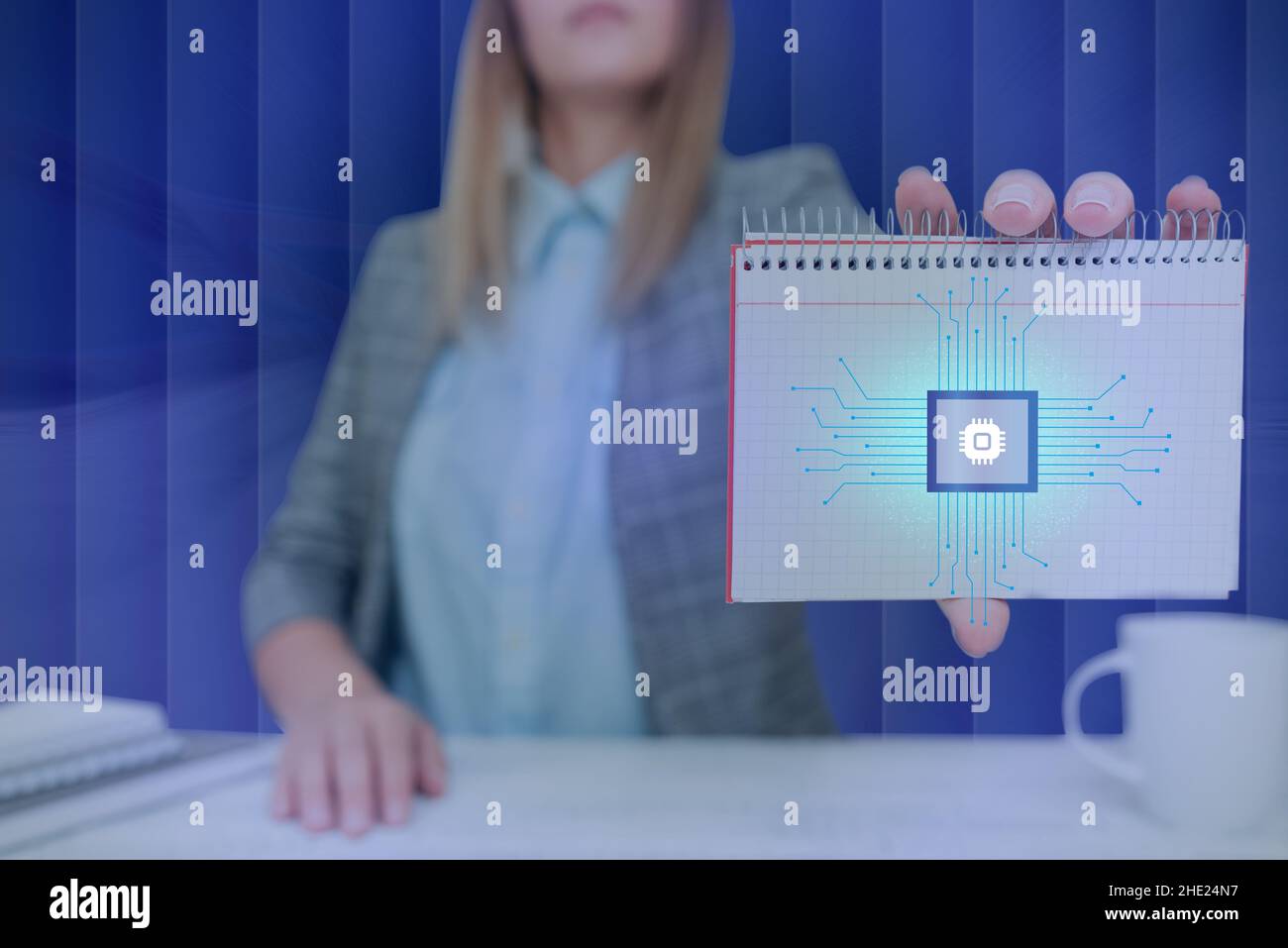 Lady Pressing Screen Of Mobile Phone Showing The Futuristic Technology ...