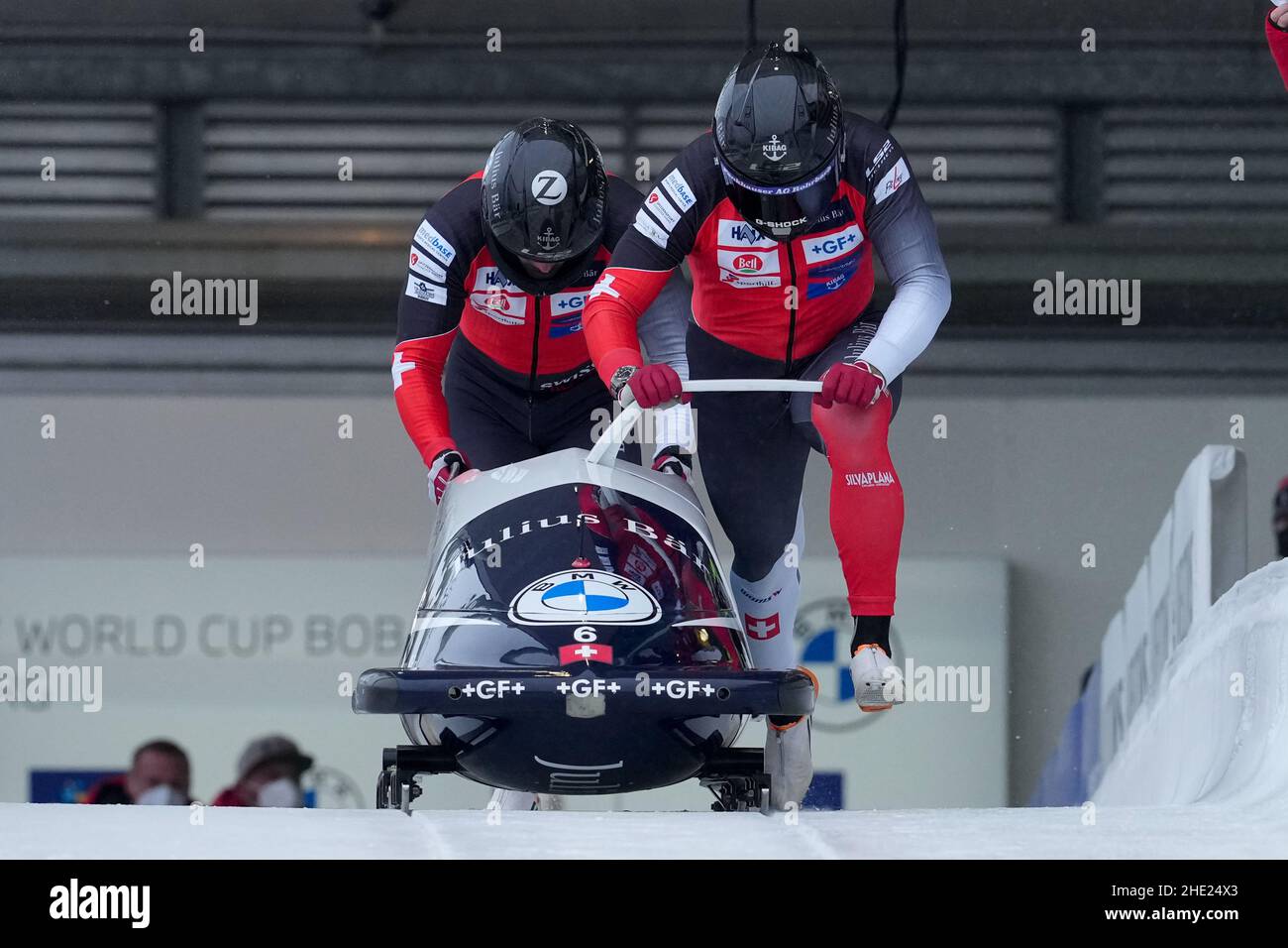 WINTERBERG, GERMANY - JANUARY 8: Simon Friedli and Andreas Haas of ...