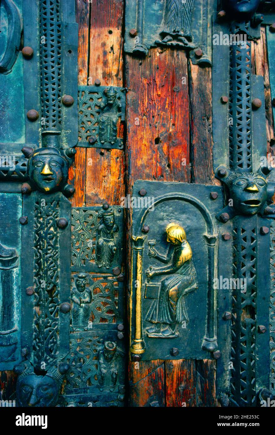 Italy, Verona, church of San Zeno, bronze plated door Stock Photo - Alamy