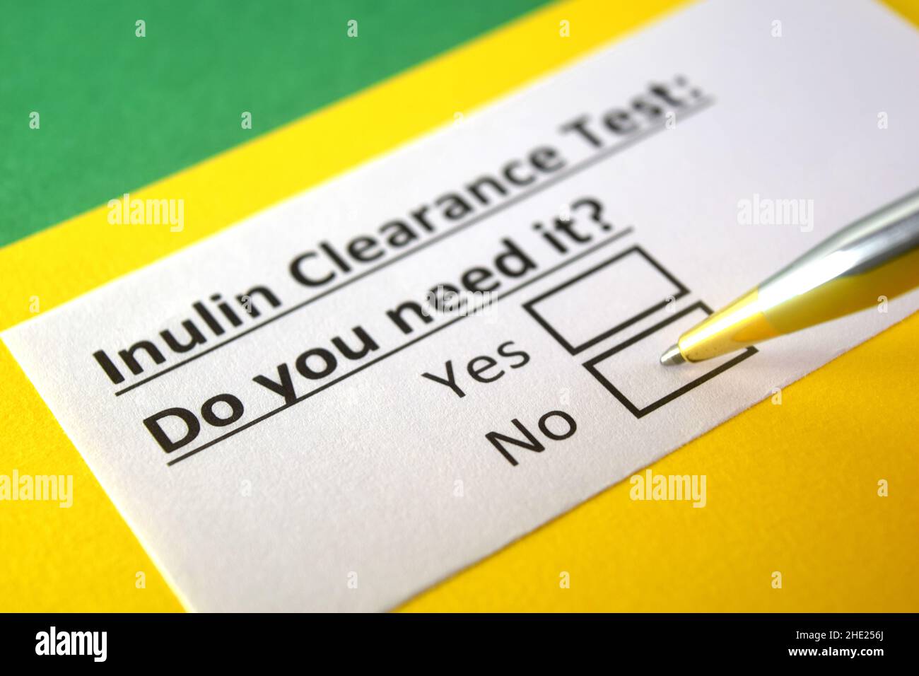 One person is answering question about inulin clearance test Stock ...