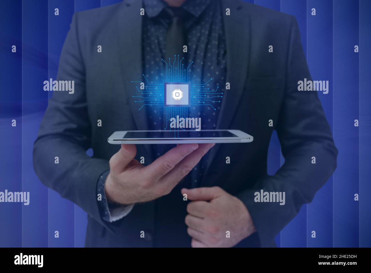 Man holding Screen Of Mobile Phone Showing The Futuristic Technology ...