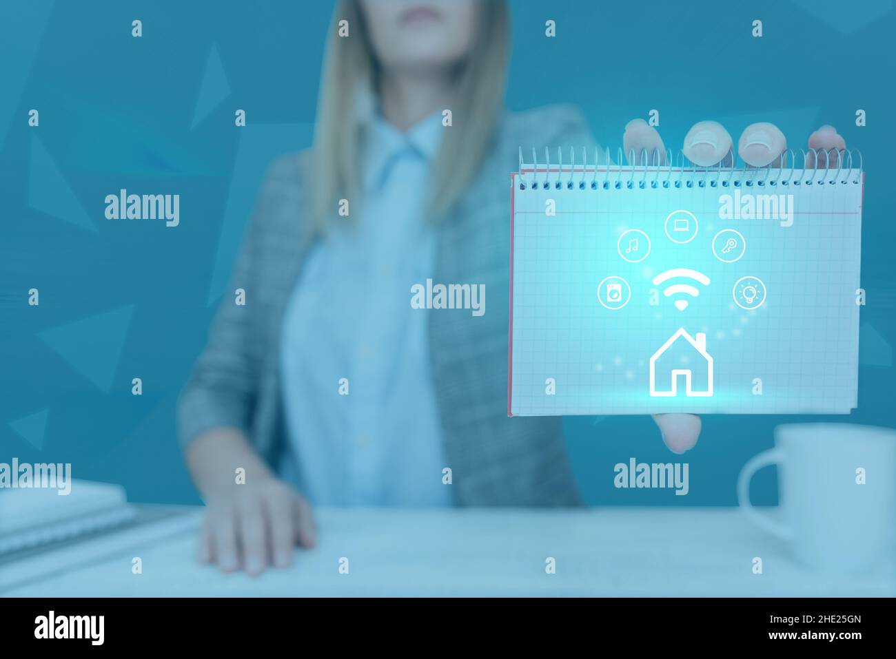 Lady Pressing Screen Of Mobile Phone Showing The Futuristic Technology ...