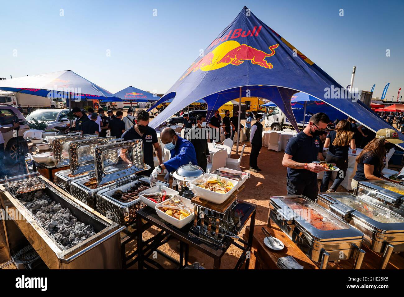 Red Bull barbecue atmosphere during the Rest Day of the Dakar Rally ...