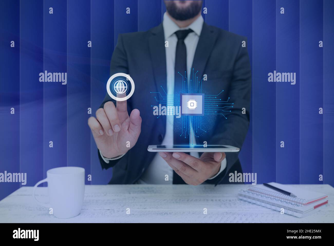 Man holding Screen Of Mobile Phone Showing The Futuristic Technology ...
