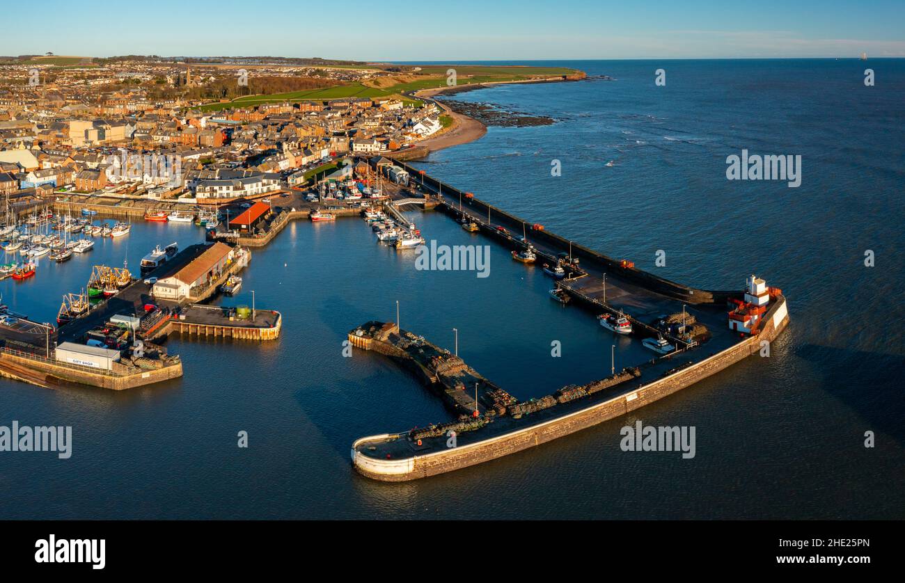 Aerial view from drone of Arbroath harbour in Angus, Scotland. UK Stock ...
