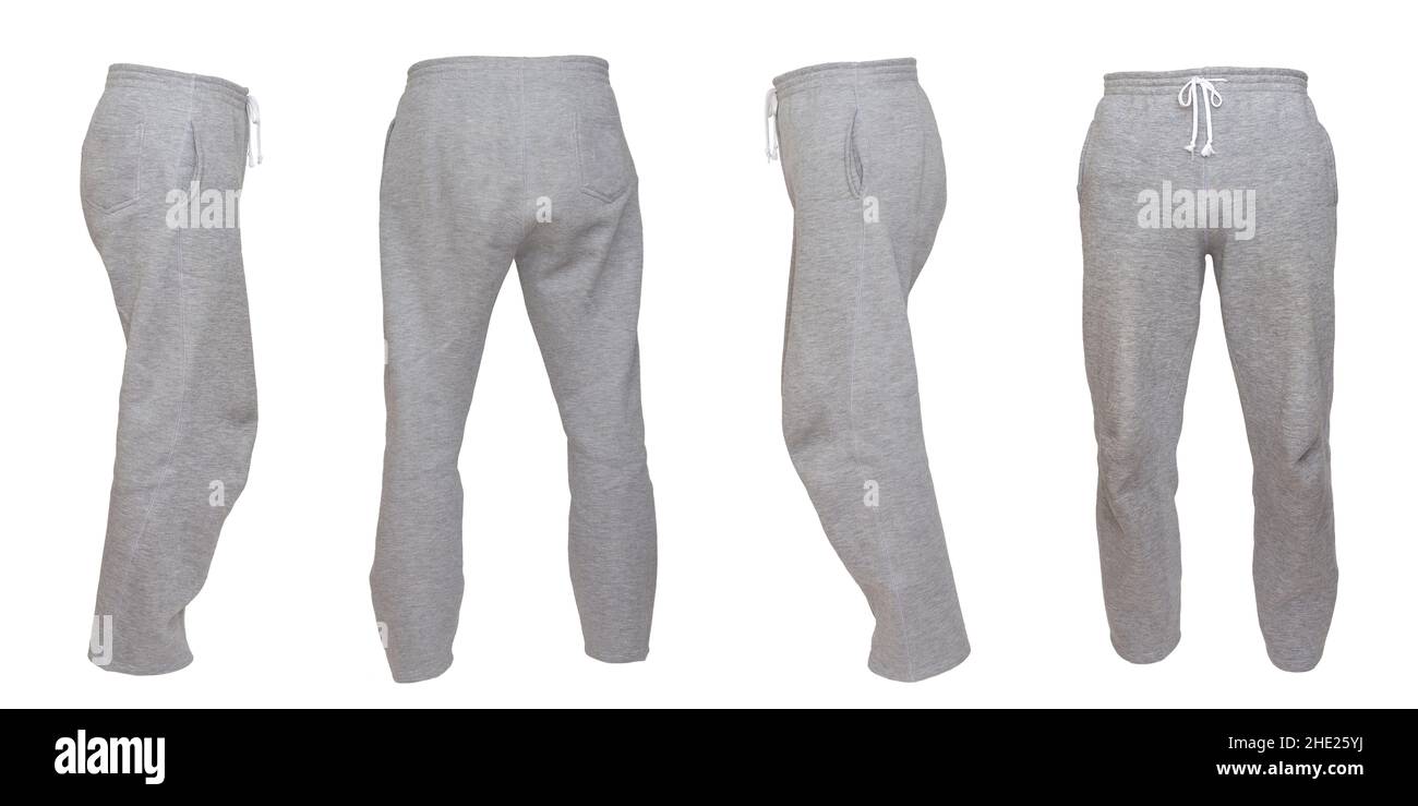 Legs in gray sweatpants. Taken from front, back, left and right Stock ...