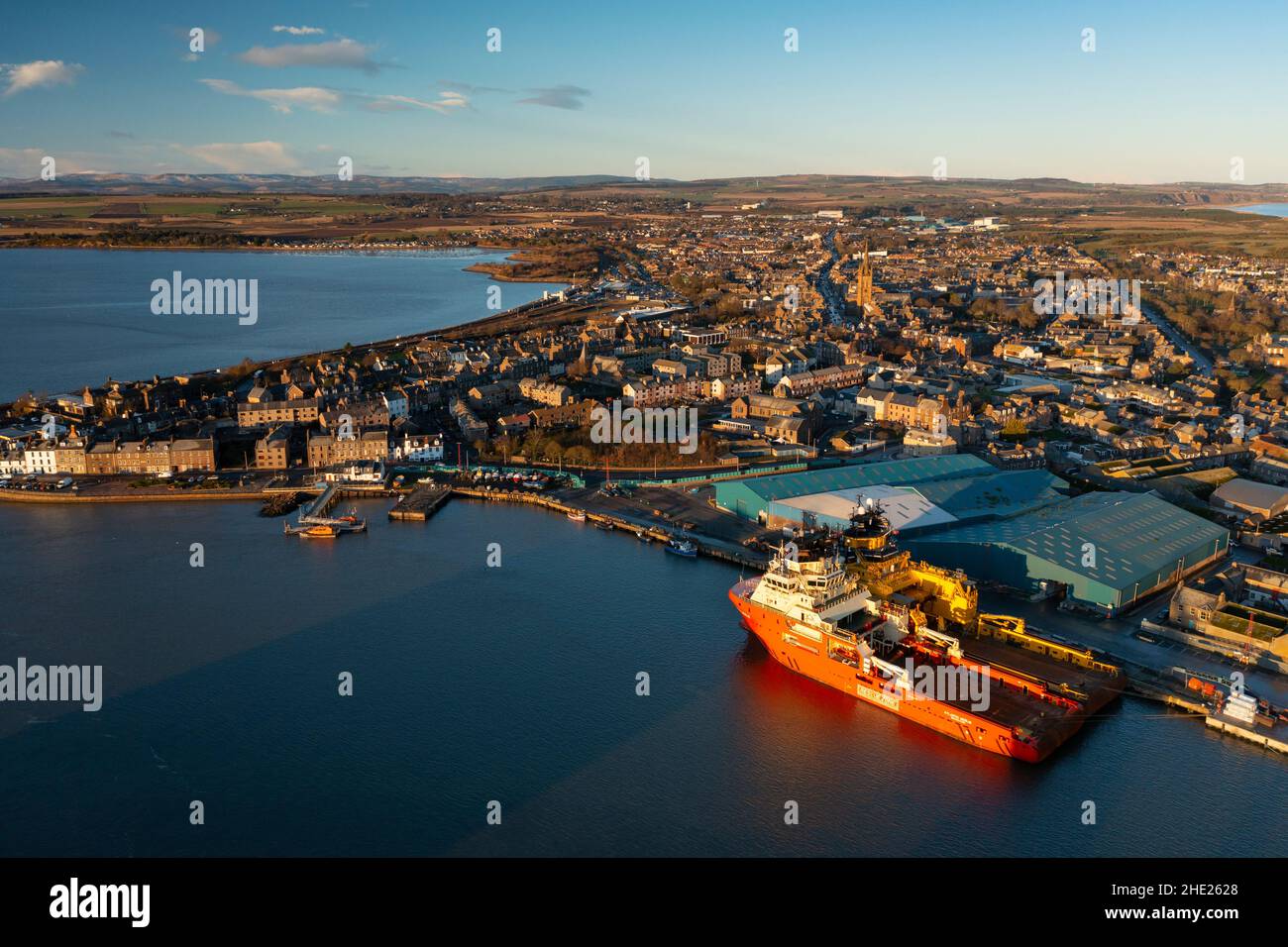 Aerial view from drone of Montrose in Angus, Scotland. UK Stock Photo ...