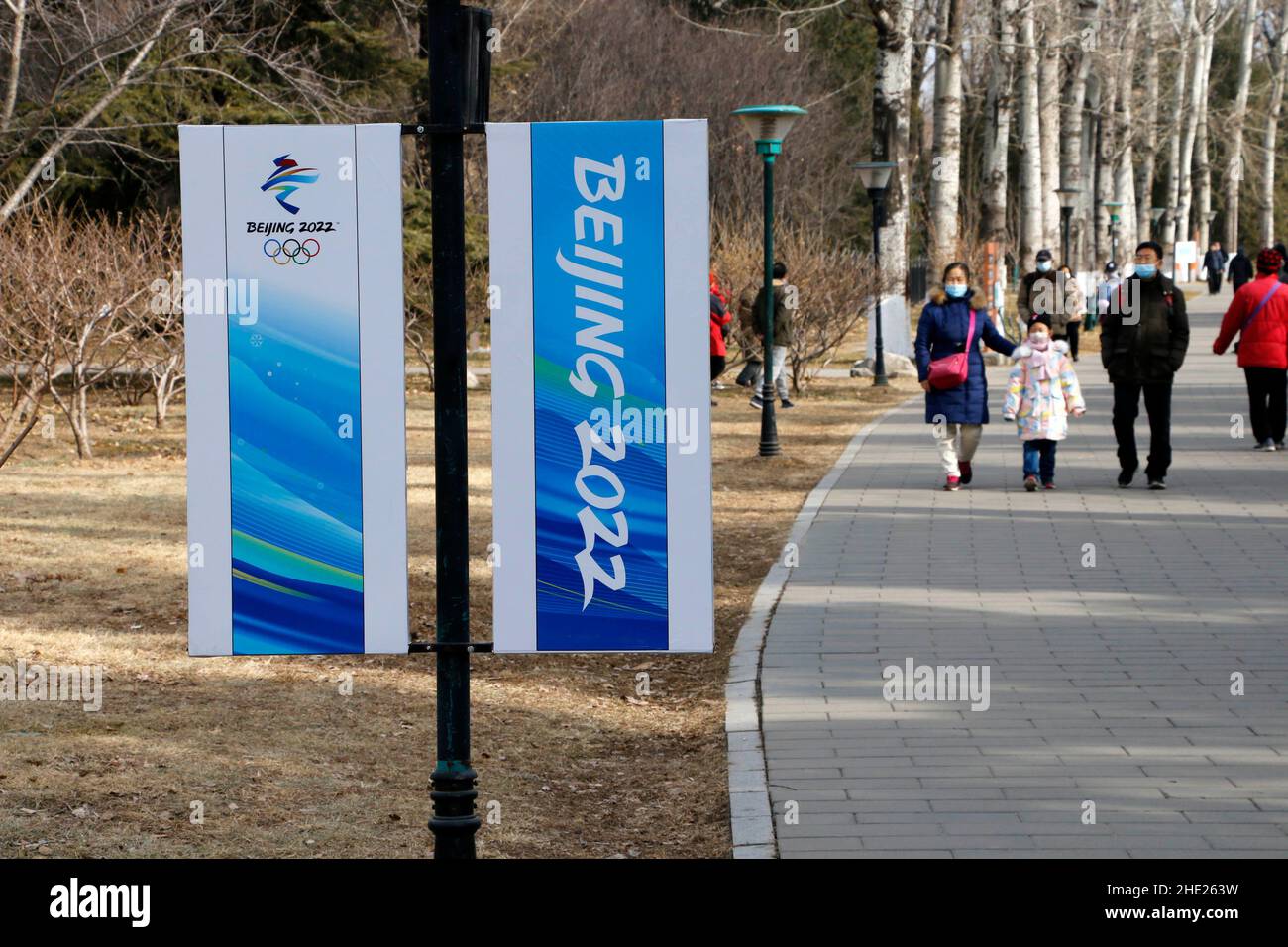 BEIJING, CHINA - JANUARY 8, 2022 - Publicity boards for the 2022 ...