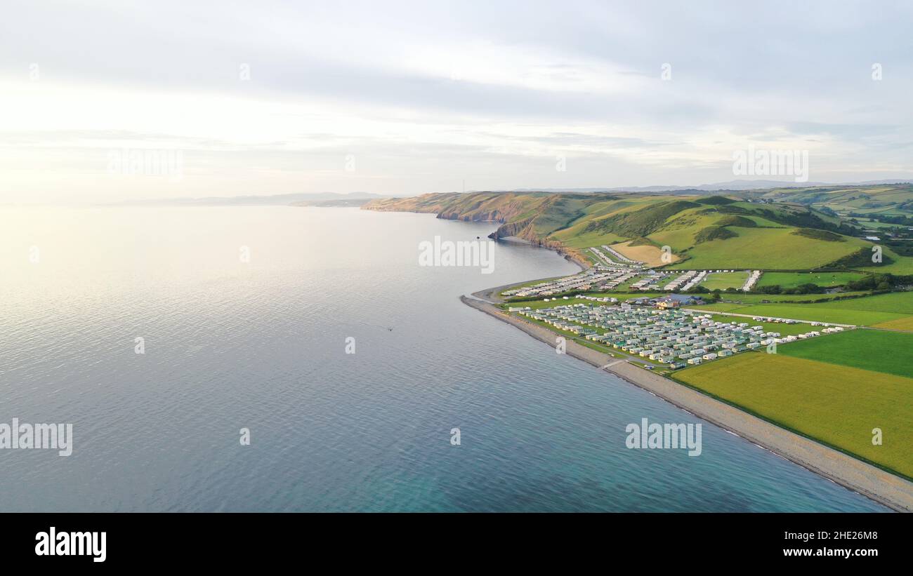 Aerial image looking over 2 Caravan Parks in Llanrhystud, looking up ...