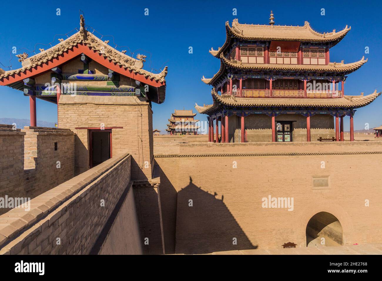 Towers of Jiayuguan Fort, Gansu Province, China Stock Photo - Alamy