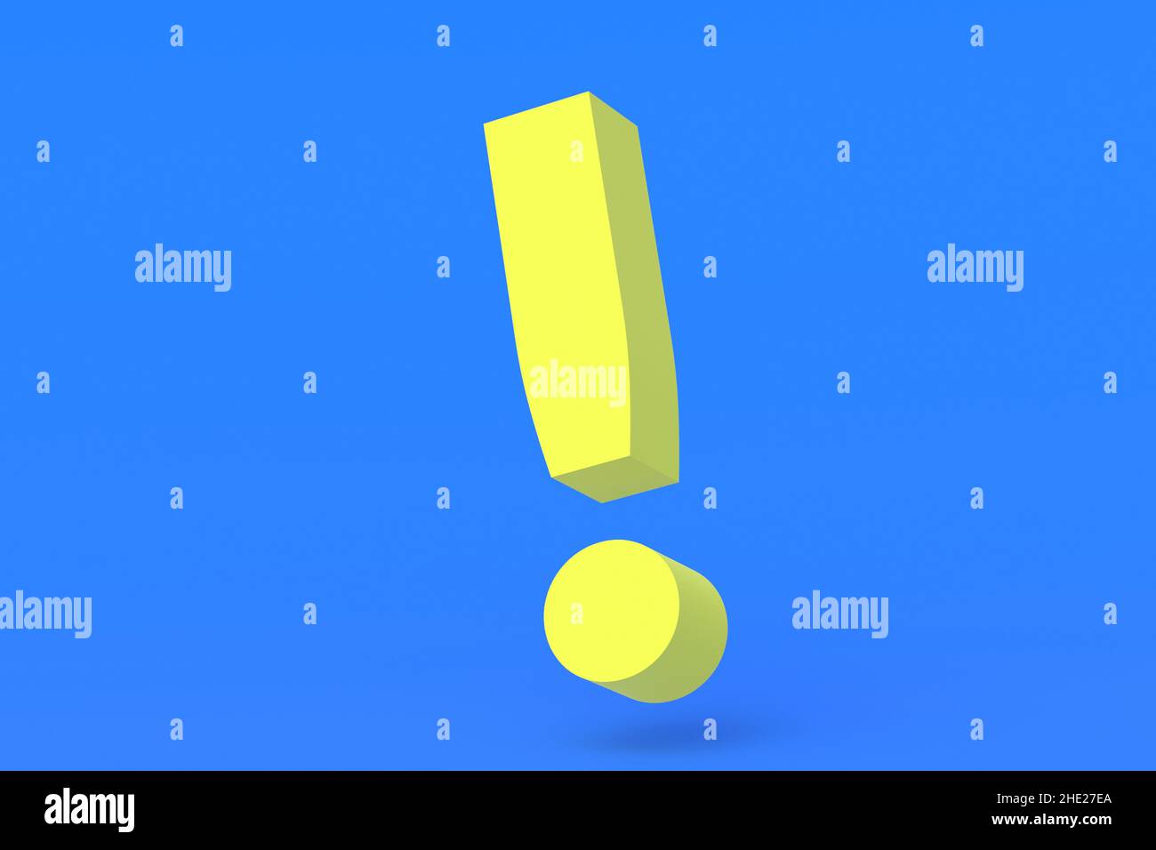 Yellow exclamation mark on blue background. 3d render Stock Photo - Alamy